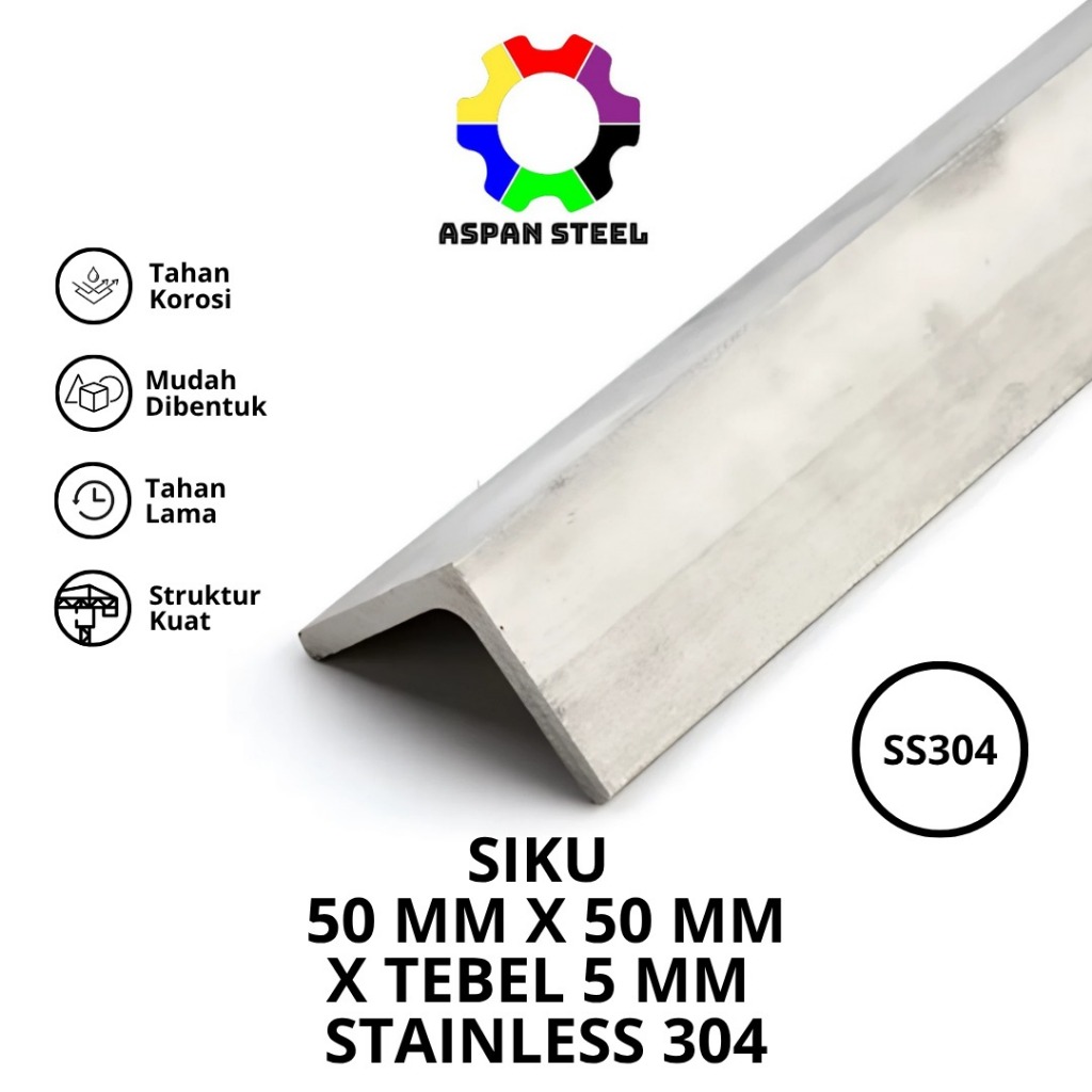 Jual Siku 50mm x 50mm x tebel 5mm stainless steel 304 | Shopee Indonesia
