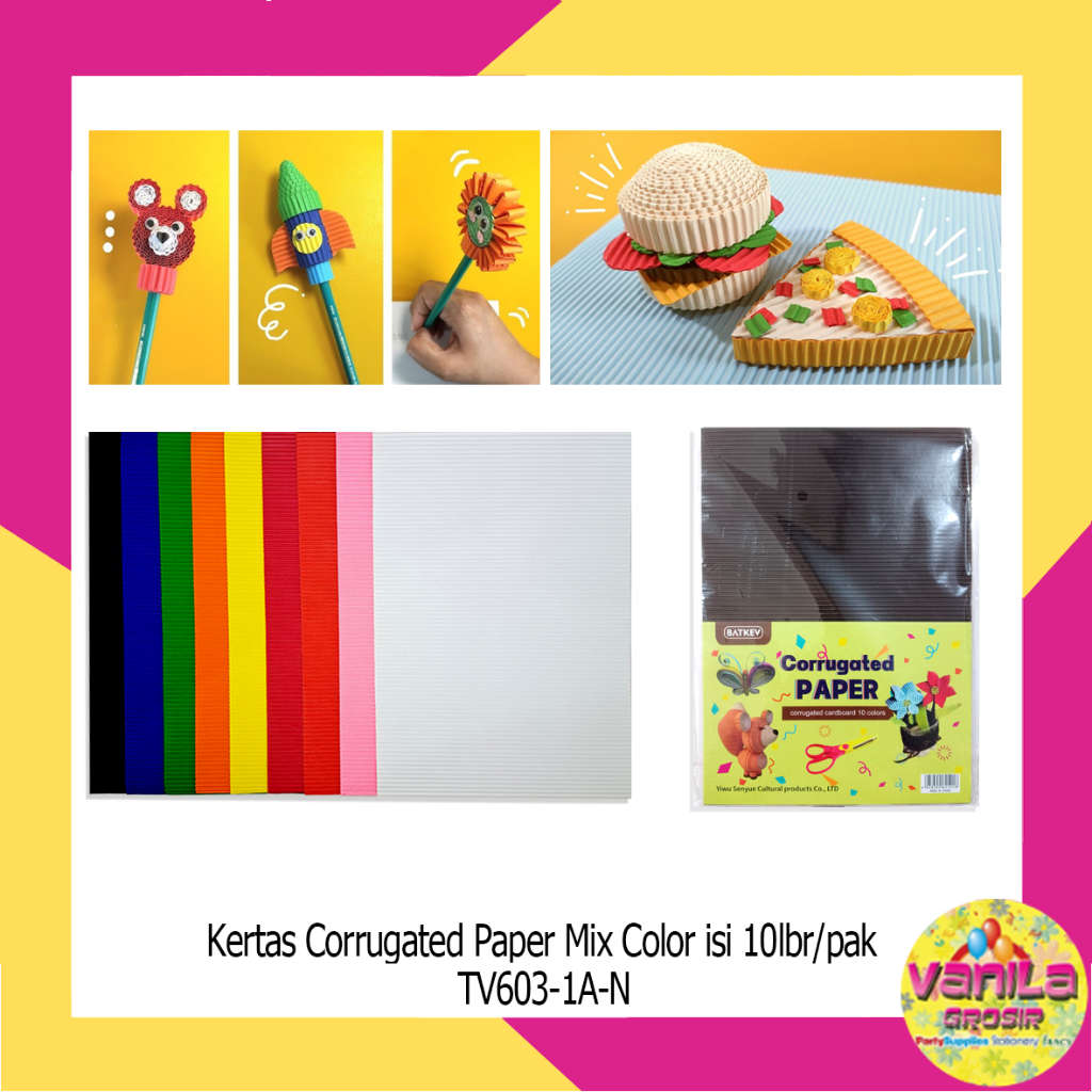 Jual (1Pak isi 10lembar) Kertas Corrugated Paper Mix Color, kertas ...