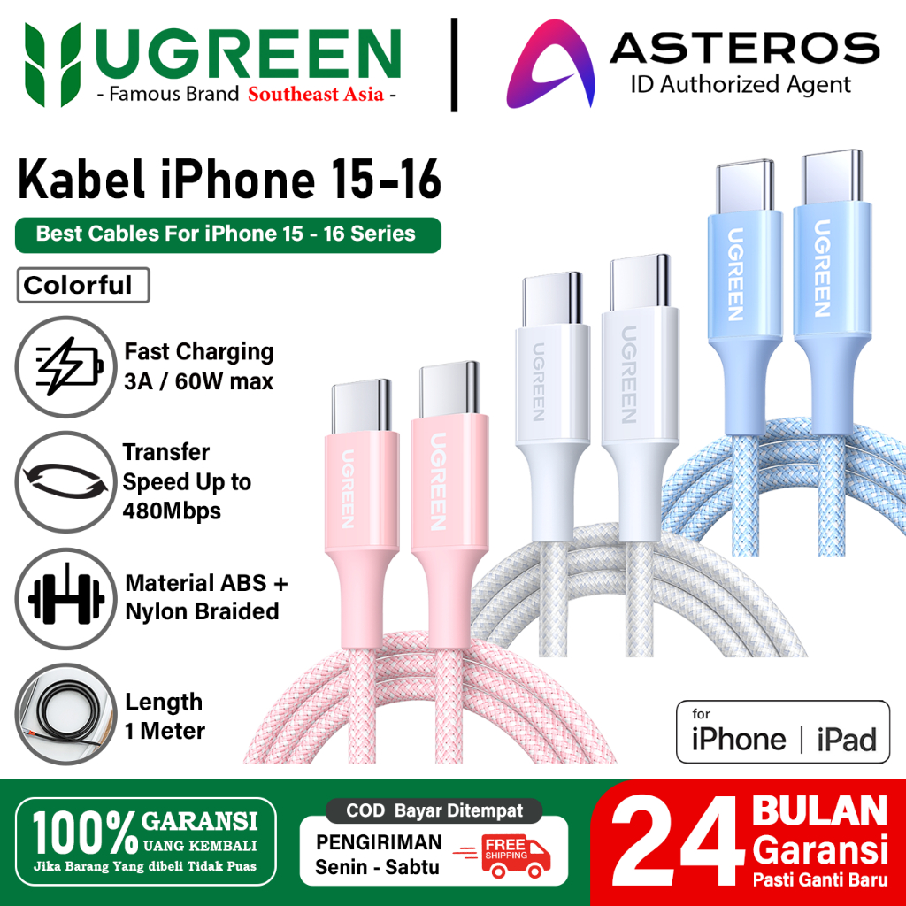 Jual UGREEN Kabel Data iPhone 15 16 Pro Max Series USB Type C To C ...