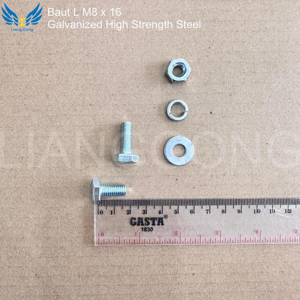 Jual Baut Mur Hex Putih | BMP | Baut M8 x 16 Putih Galvanis | Baut Mur | Grade 4.8 | Shopee ...