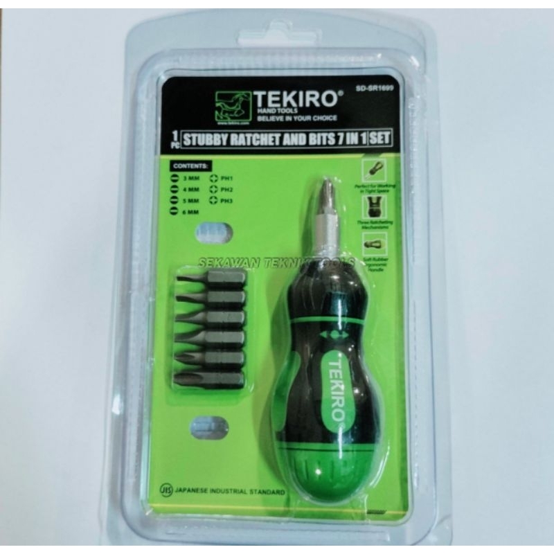 Jual Tekiro Obeng Ratchet Stuby Set 7 In 1 / Obeng Cebol Ratchet Stuby ...