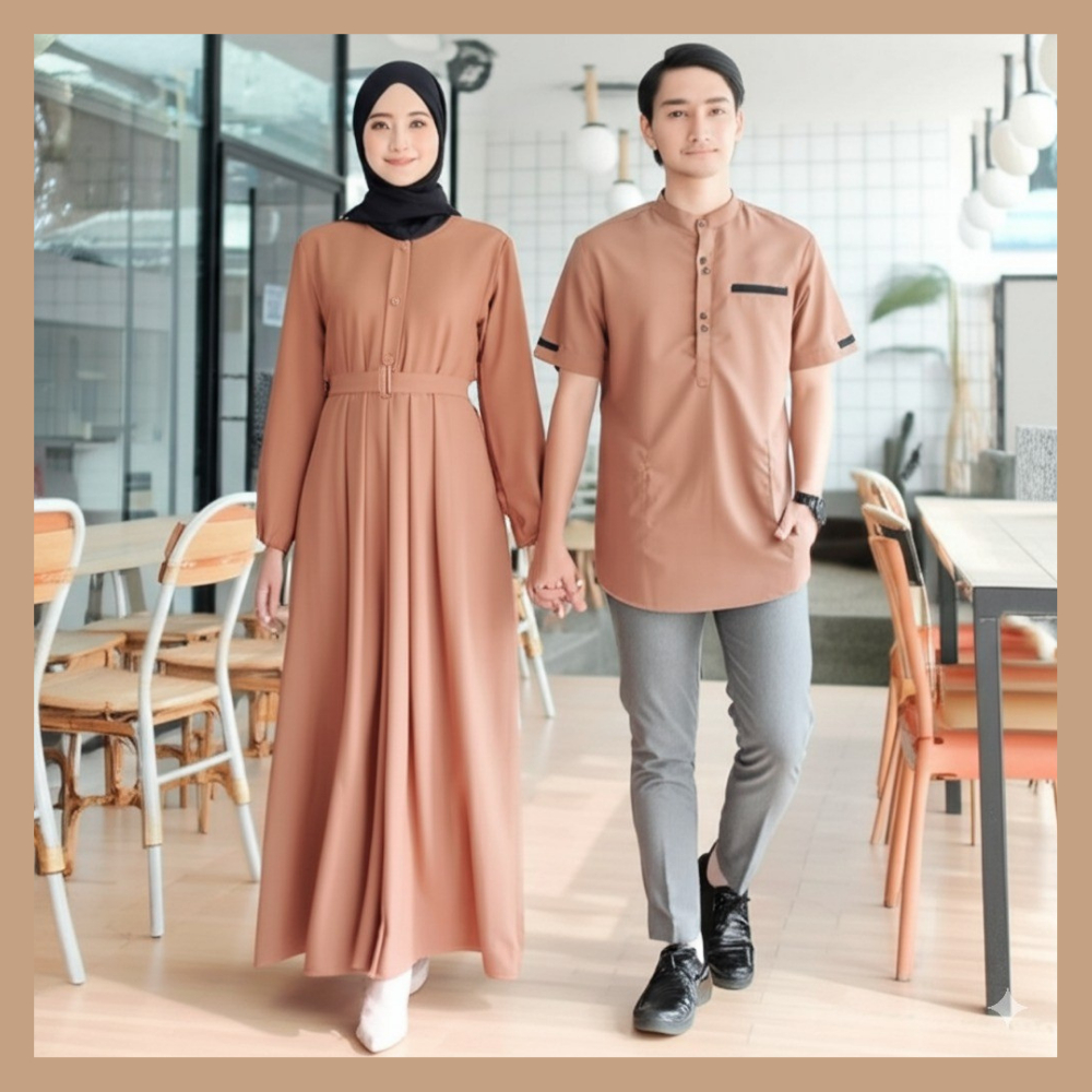 Jual GAMIS COUPLE PASANGAN SUAMI ISTRI IDAMAN WARNA MOCCA TERBARU BY SAUDAGAR BAJU MUSLIM ...