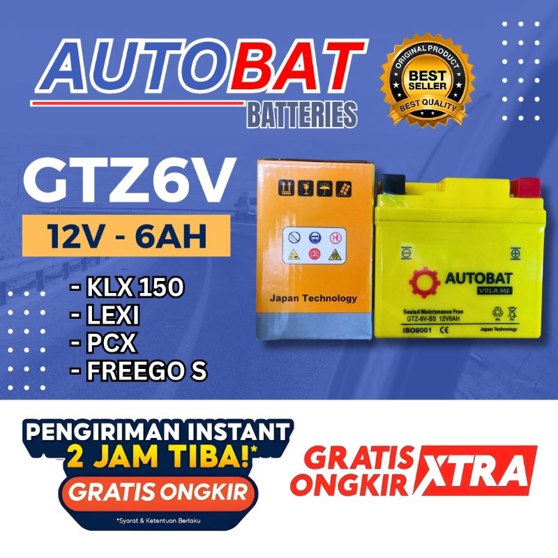 Jual AKI MOTOR GTZ6V KLX, LEXI, PCX, FREEGO S. AUTOBAT 12V6AH | Shopee ...