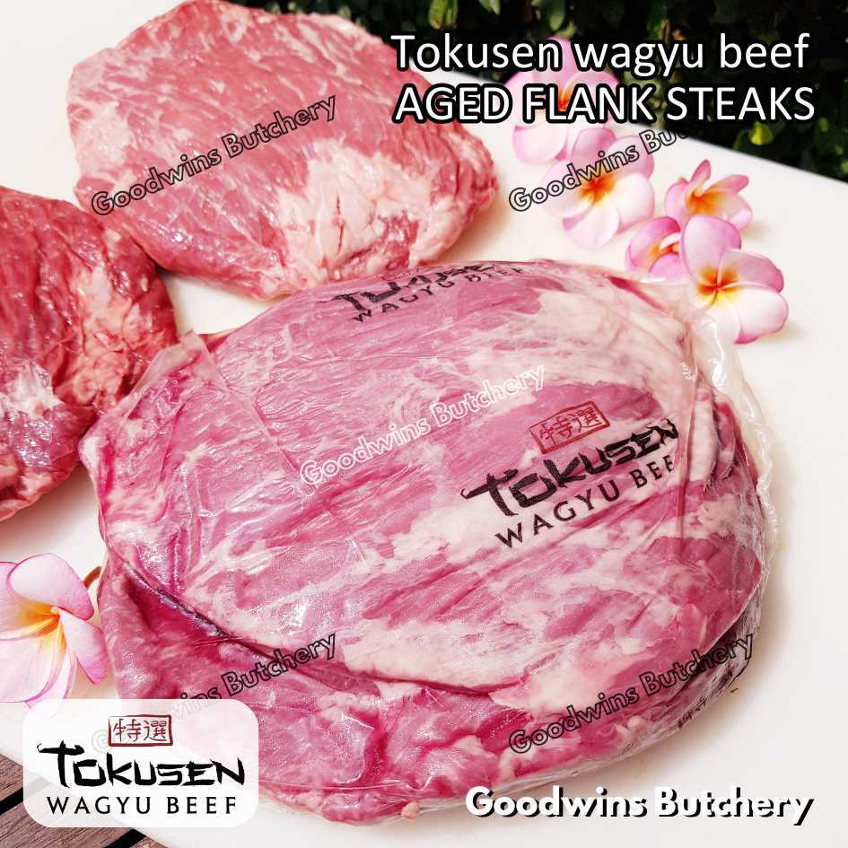 Jual Wagyu beef Tokusen FLANK STEAK marbling MBS 5-6 aged-frozen 2pcs ...