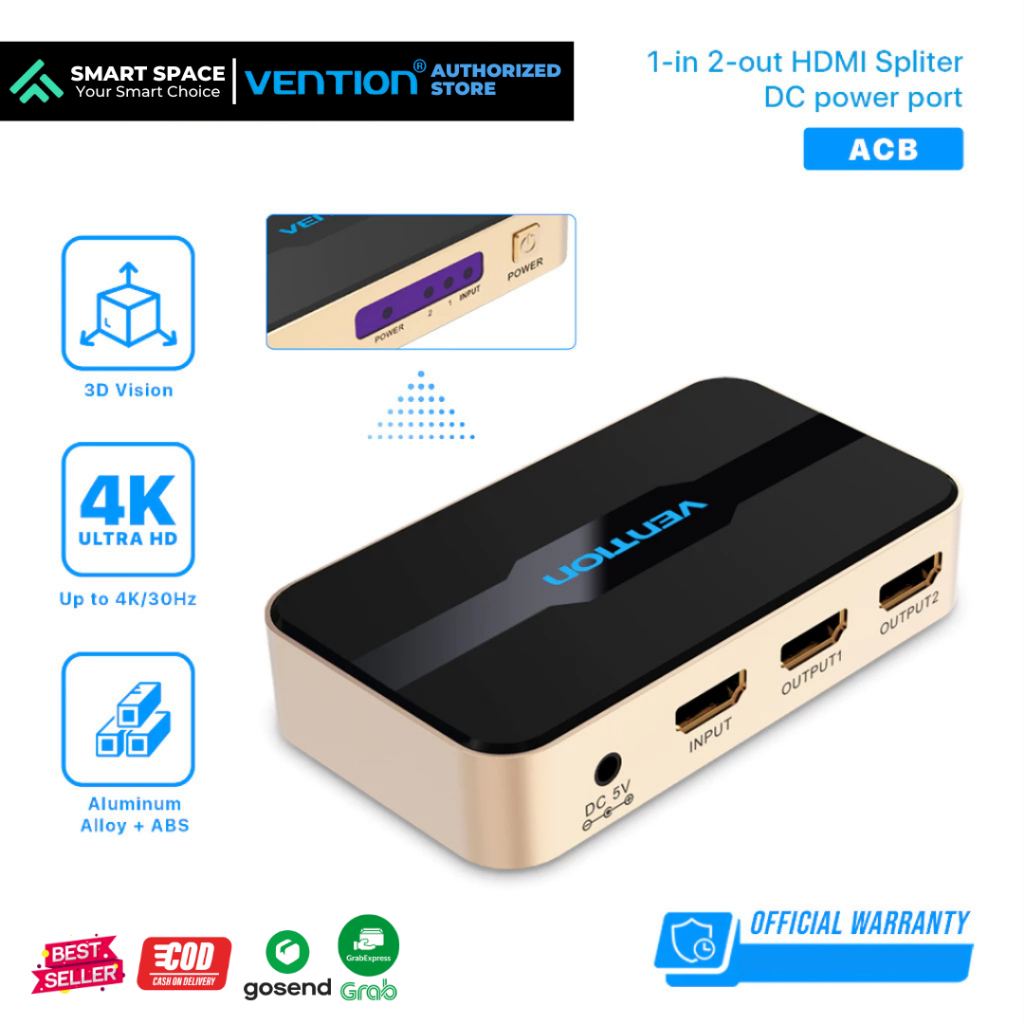 Jual Splitter HDMI VENTION ACB 1 in 2 Out EU Full HD 3D 4K HDMI High ...