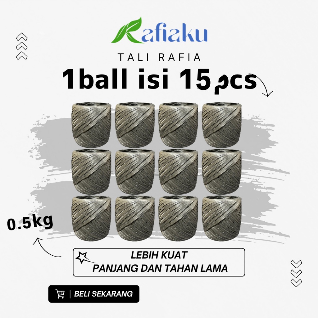 Jual Rafiaku Tali Rafia Hitam 1 ball isi 15 pcs size 5ons gulungan ...