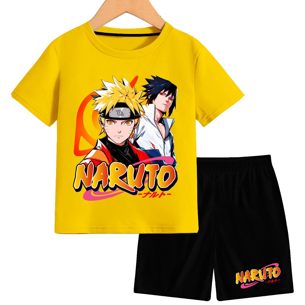 Jual COD baju setelan anak-anak baju karakter naruto celana pendek ...