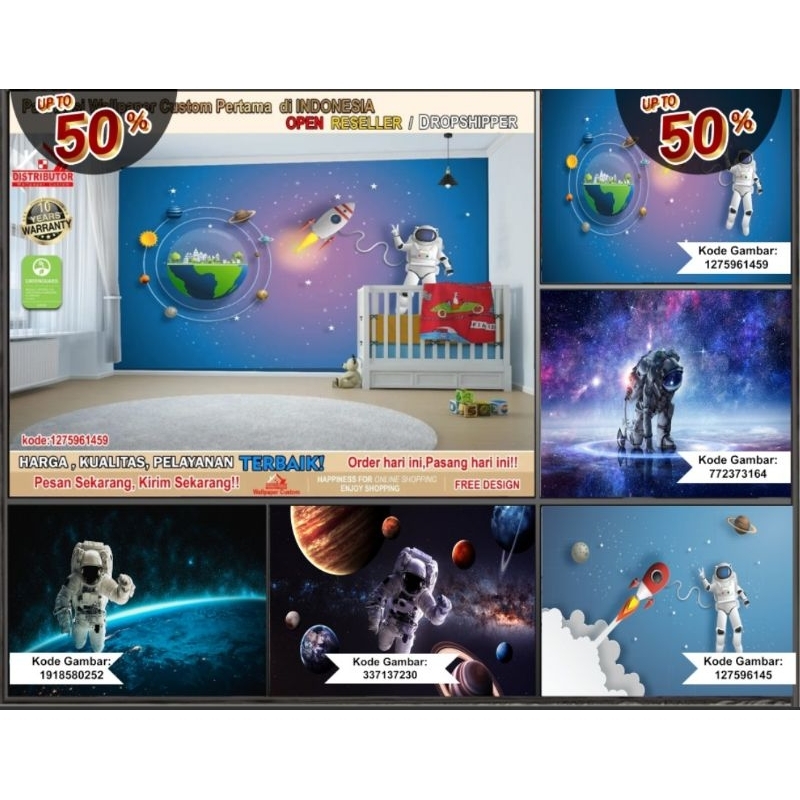 Jual Wallpaper Dinding Custom Tema Astronot | Wallpaper Custom ...