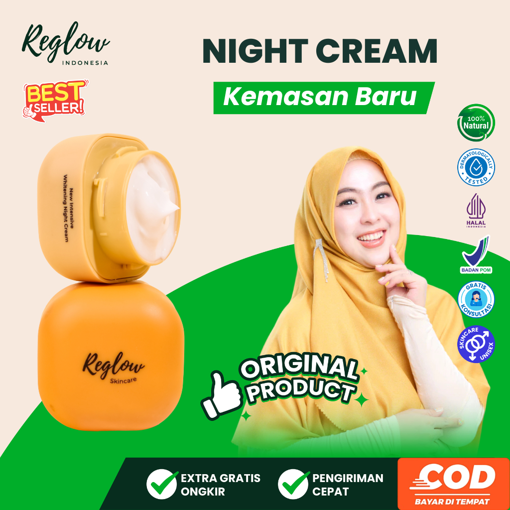 Jual Cream Malam Intensive Whitening Night Cream Reglow - Mencerahkan ...