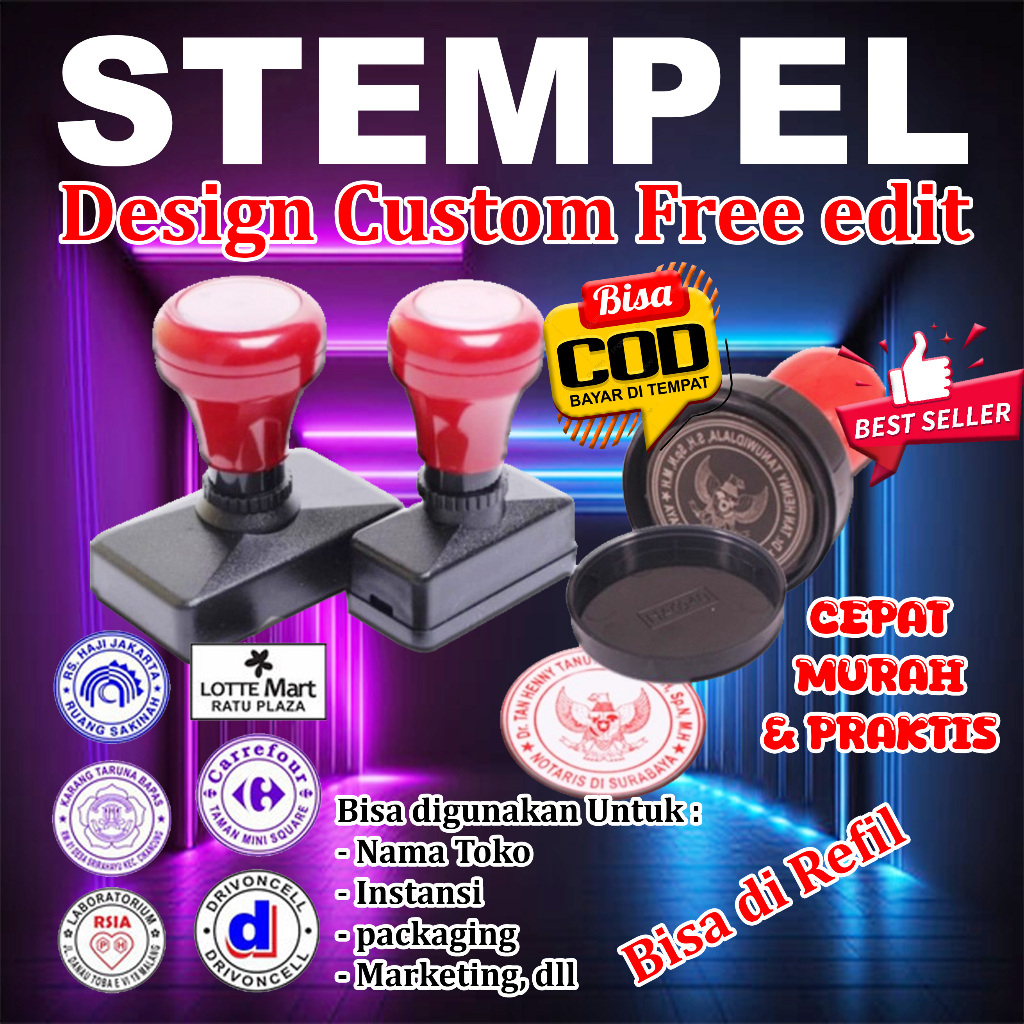 Jual Stempel Otomatis | FLASH DESIGN CUSTOM GRATIS EDIT | Shopee Indonesia