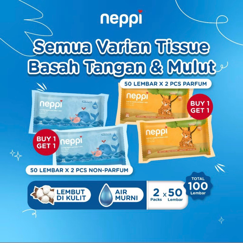 Jual Neppi Baby Tisu / Tissue Basah Wipes Non Parfum / Parfum 50s - Buy ...