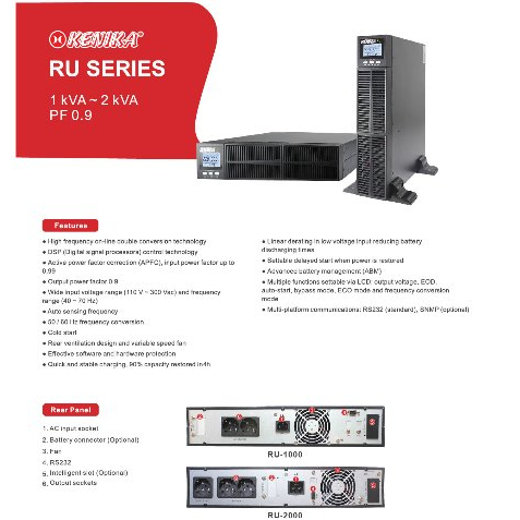 Jual KENIKA UPS SERVER 1KVA, 0.9KW Online HF RU-1000 2*9Ah Rackmount | Shopee Indonesia