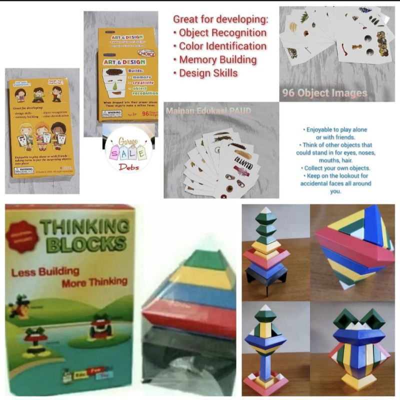 Jual Mainan Edukasi Anak PAUD Thinking Blocks dan Art & Design dan Kartu SET - GarageSaleDebs ...
