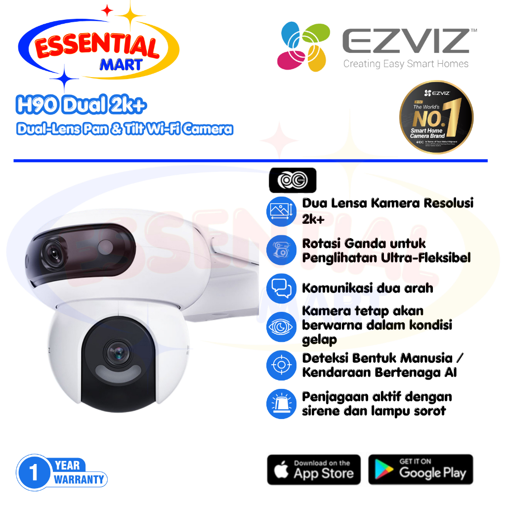 Jual CCTV EZVIZ H90 Dual 2K+ Smart Home Dual Lens 4MP+4MP IP Camera ...