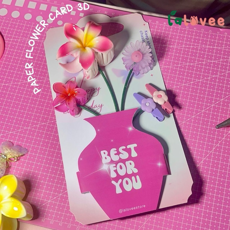 Jual Paper Flower Card 3D / Flower Card Holder / Card Bouquet / Paper ...