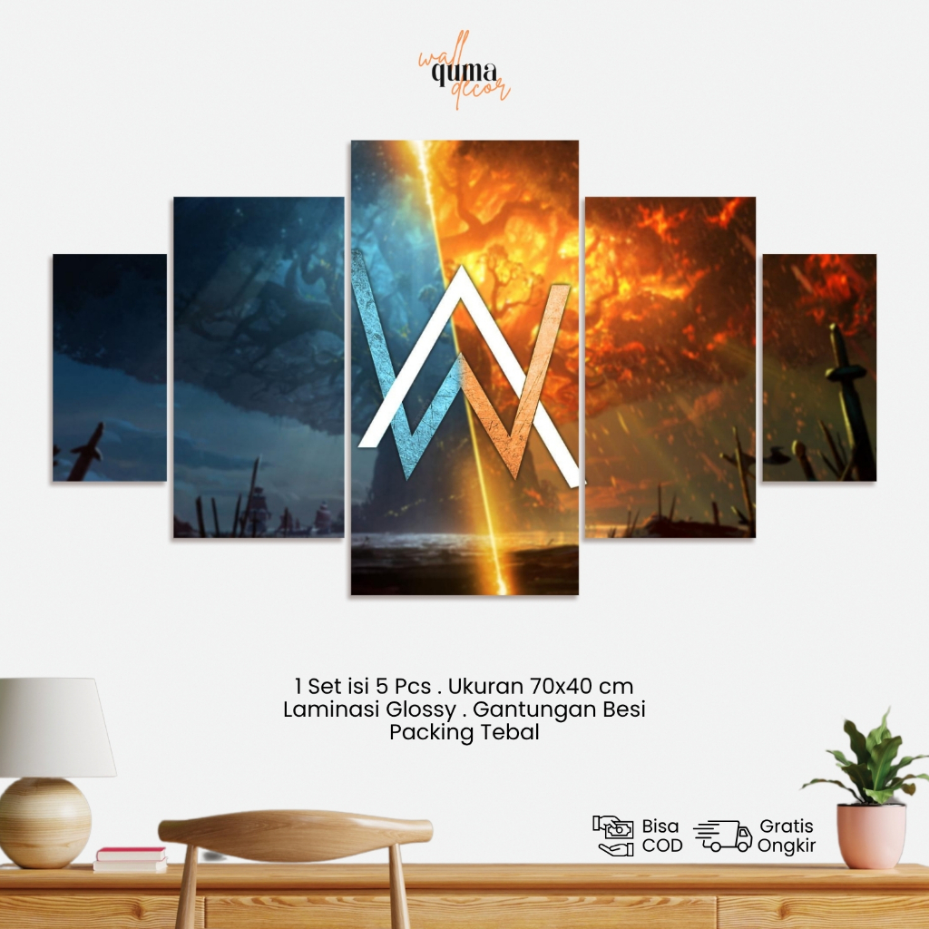 Jual Poster Alan Walker MDF - Hiasan Dinding DJ EDM 5 Panel Kayu ...