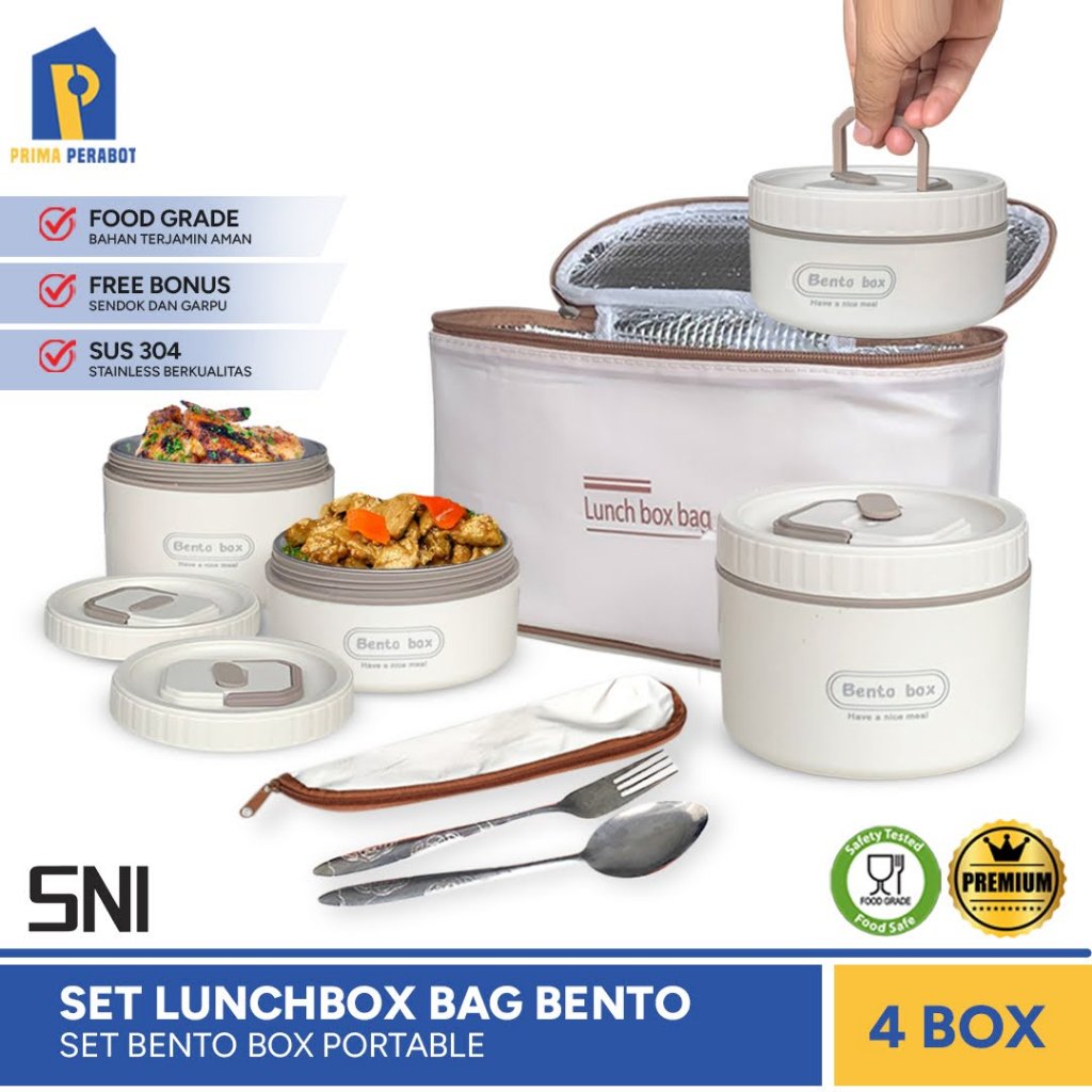 Jual Lunch Box Rantang Set 4 Pcs Kotak Makan Stainless Tahan Panas ...
