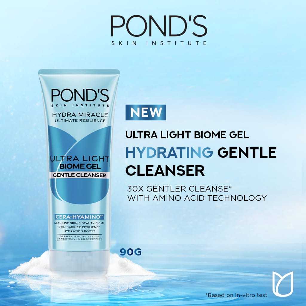 Jual Ponds Hydra Miracle Ultra Light Biome Gel Facial Wash - Gentle Cleanser 90g | Shopee Indonesia