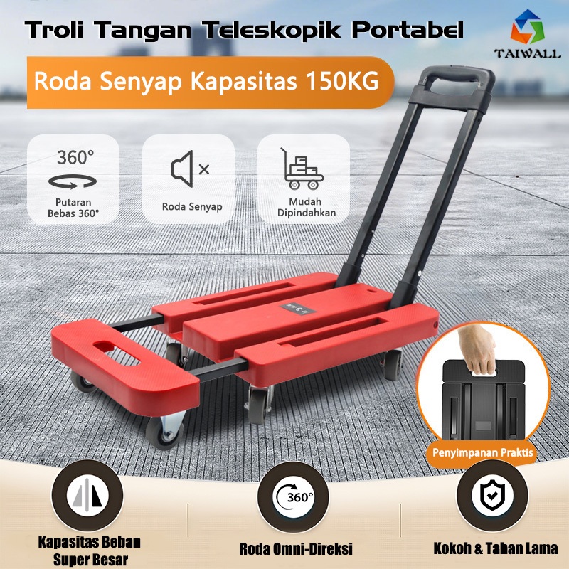 Jual TROLLEY 150 kg hand truck handtruck troli dorongan lipat barang ...