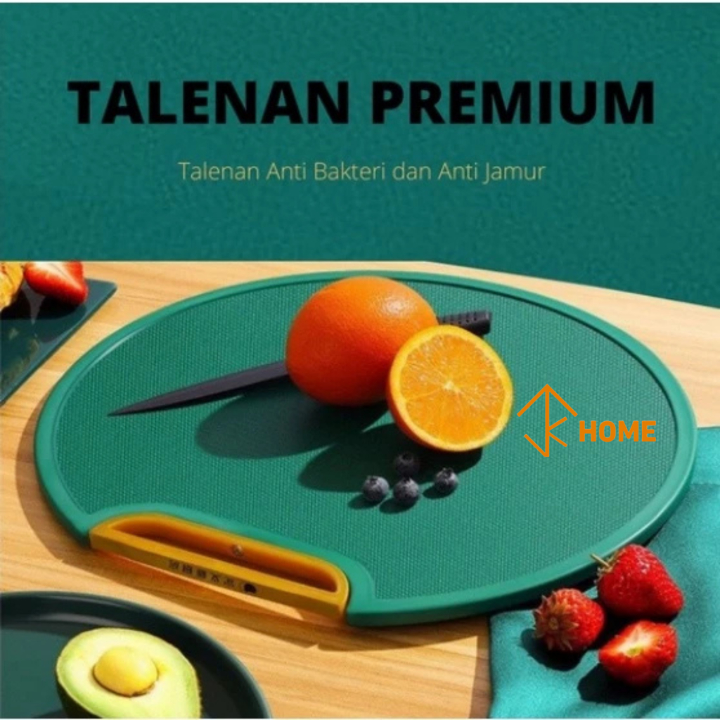 Jual Talenan Bulat 2in1 Anti Jamur Anti Slip Cutting Board Premium ...