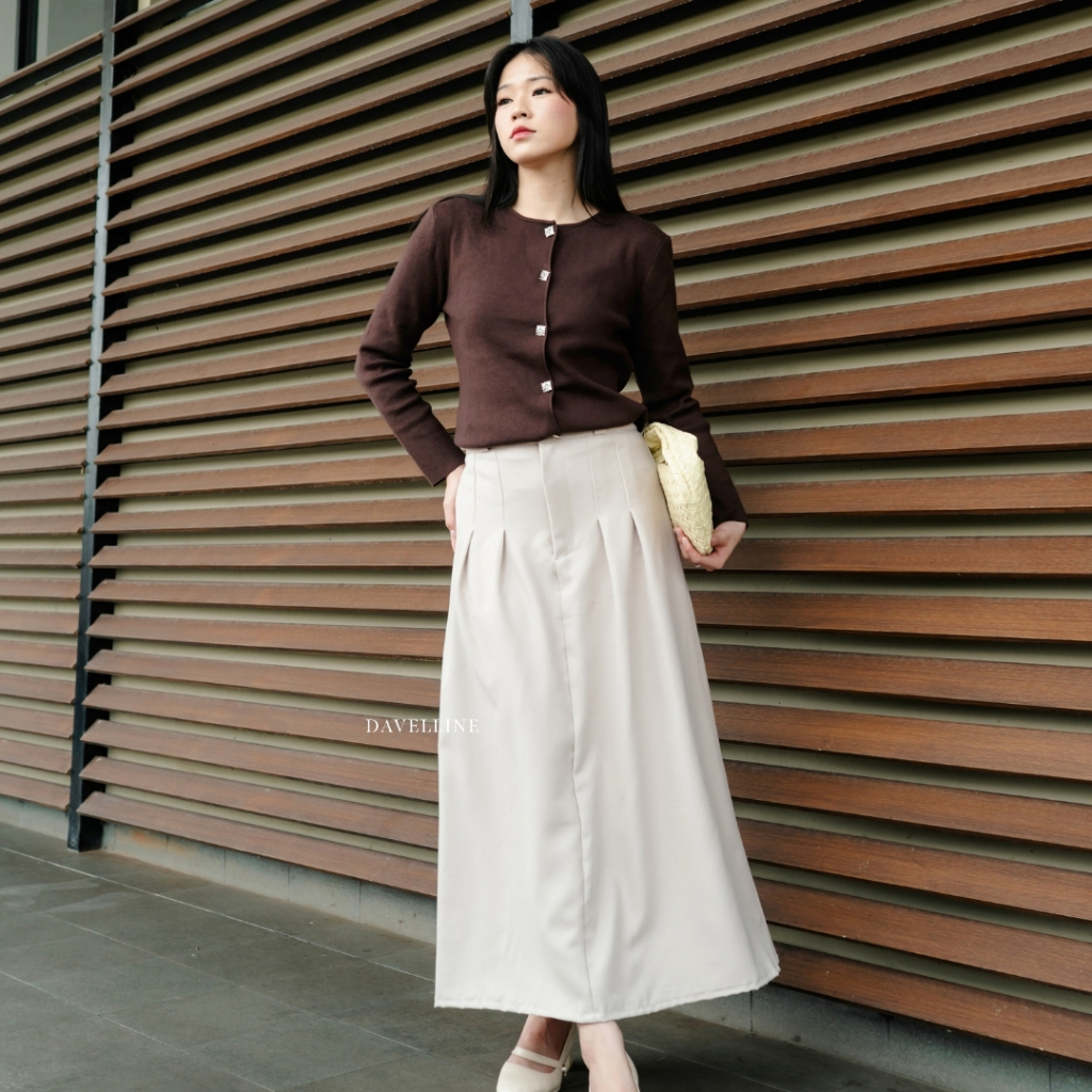 Jual Davelline - Semiwool Skirt Rok Flare Wanita Korean Skirt Rok ...