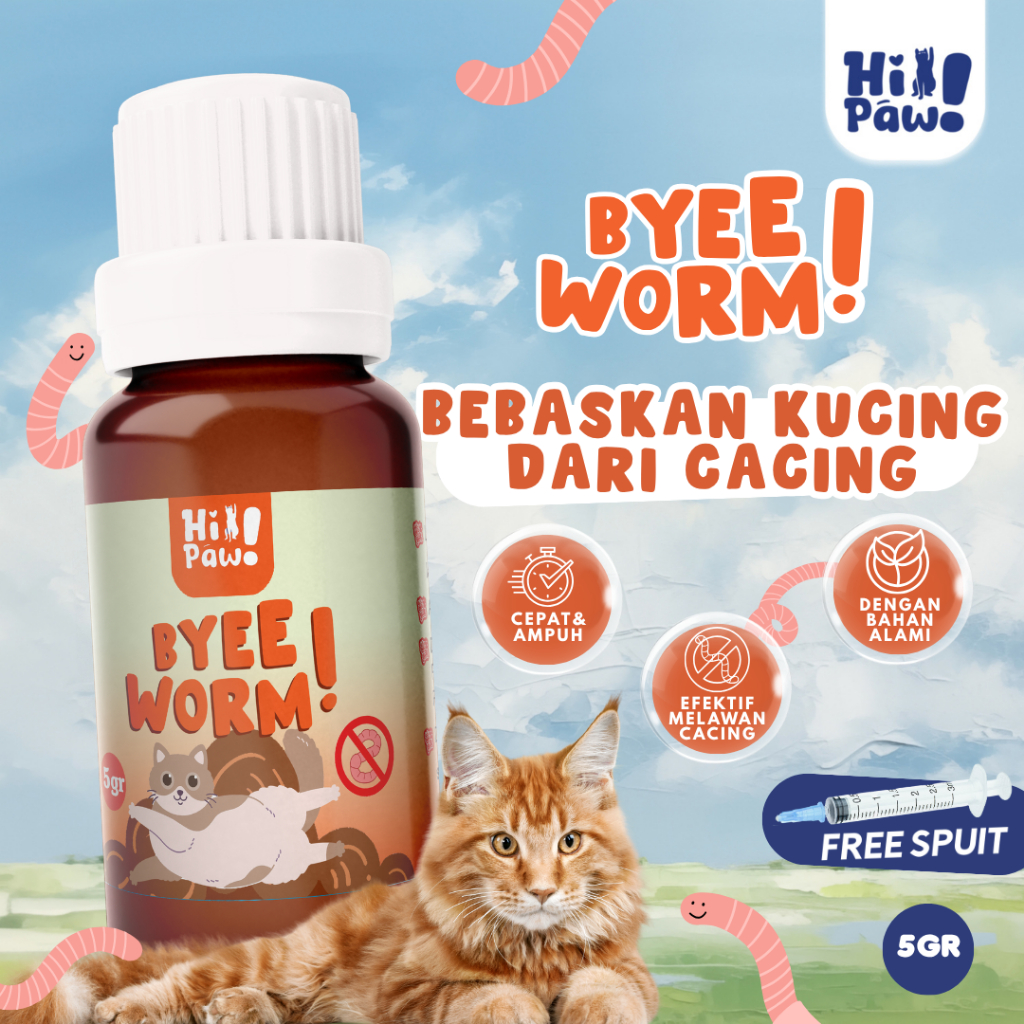 Jual Hi Paw Byee Worm 5 gr - Obat Cacing Kucing Anjing Anabul - Byee ...
