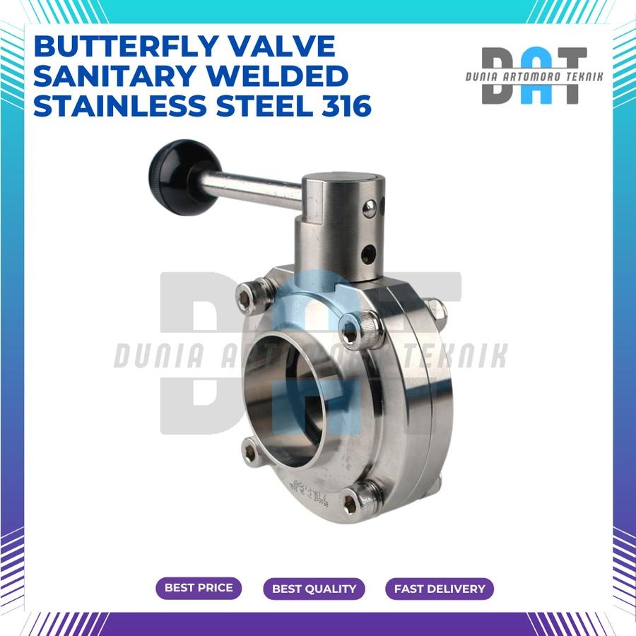 Jual 2" Butterfly Las Weld Sanitary / Butterfly Valve Sanitary Las Weld ...