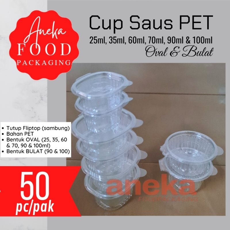 Jual 50pc- Cup mika plastik sauce SSY jelly puding agar OVAL & BULAT ...