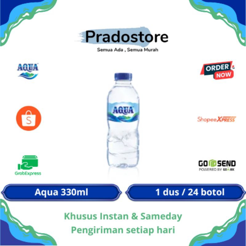 Jual Aqua Air Mineral Dalam Kemasan Botol 330ml [1 Dus / 24 Botol] | Shopee Indonesia