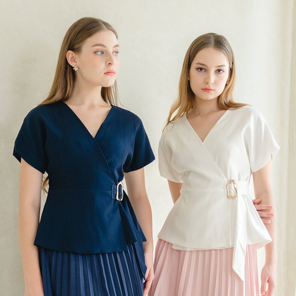 Jual Chocochips - Inara Top / Atasan Wanita Stylish V-Neck Wrap dengan ...