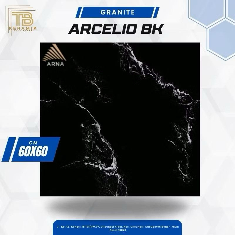 Jual GRANIT LANTAI 60x60 ARCELIO BLACK ARNA | Shopee Indonesia