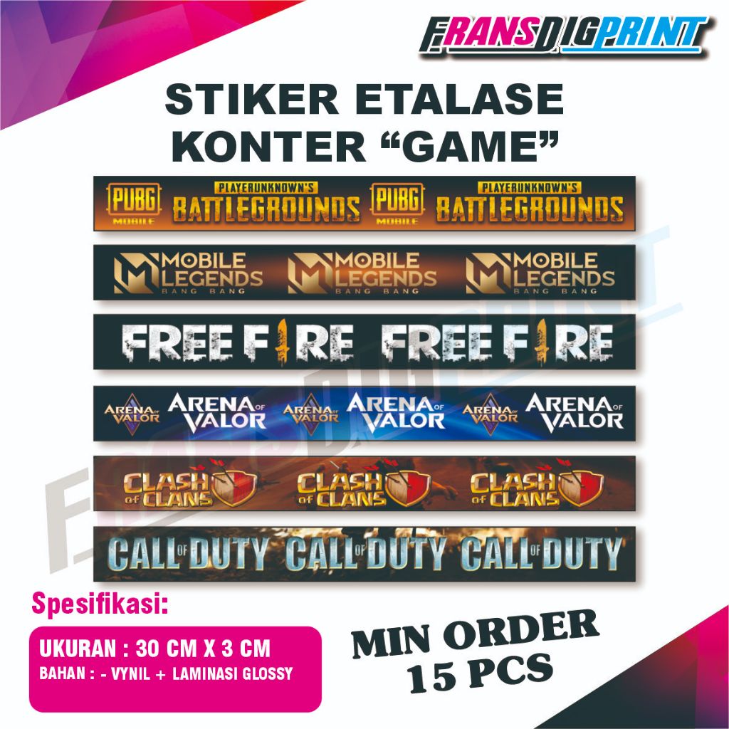 Jual Stiker Etalase Konter Game Mobile Legends Bang , STIKER ETALASE ...