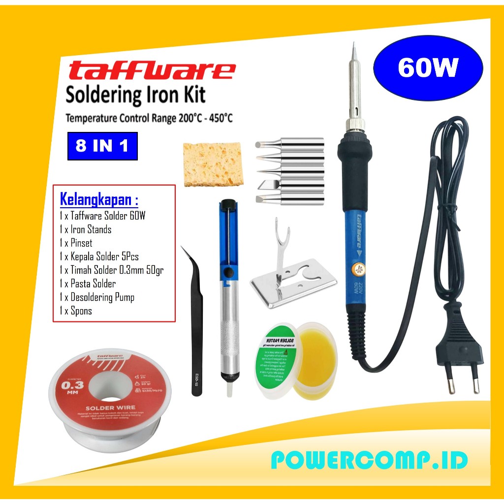 Jual Taffware Solder Listrik Set Lengkap! Soldering Iron Kit Electric 60W 110-220V Adjustable ...