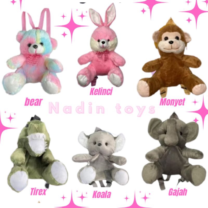 Jual Tas anak hewan/Gajah/monyet/tirex berbahan lembut dan ringan ...