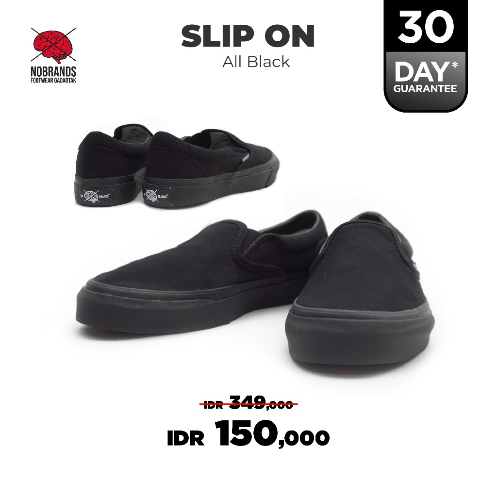 Jual Nobrands Footwear Sepatu Slip On Polos "Selop All Black" Local ...
