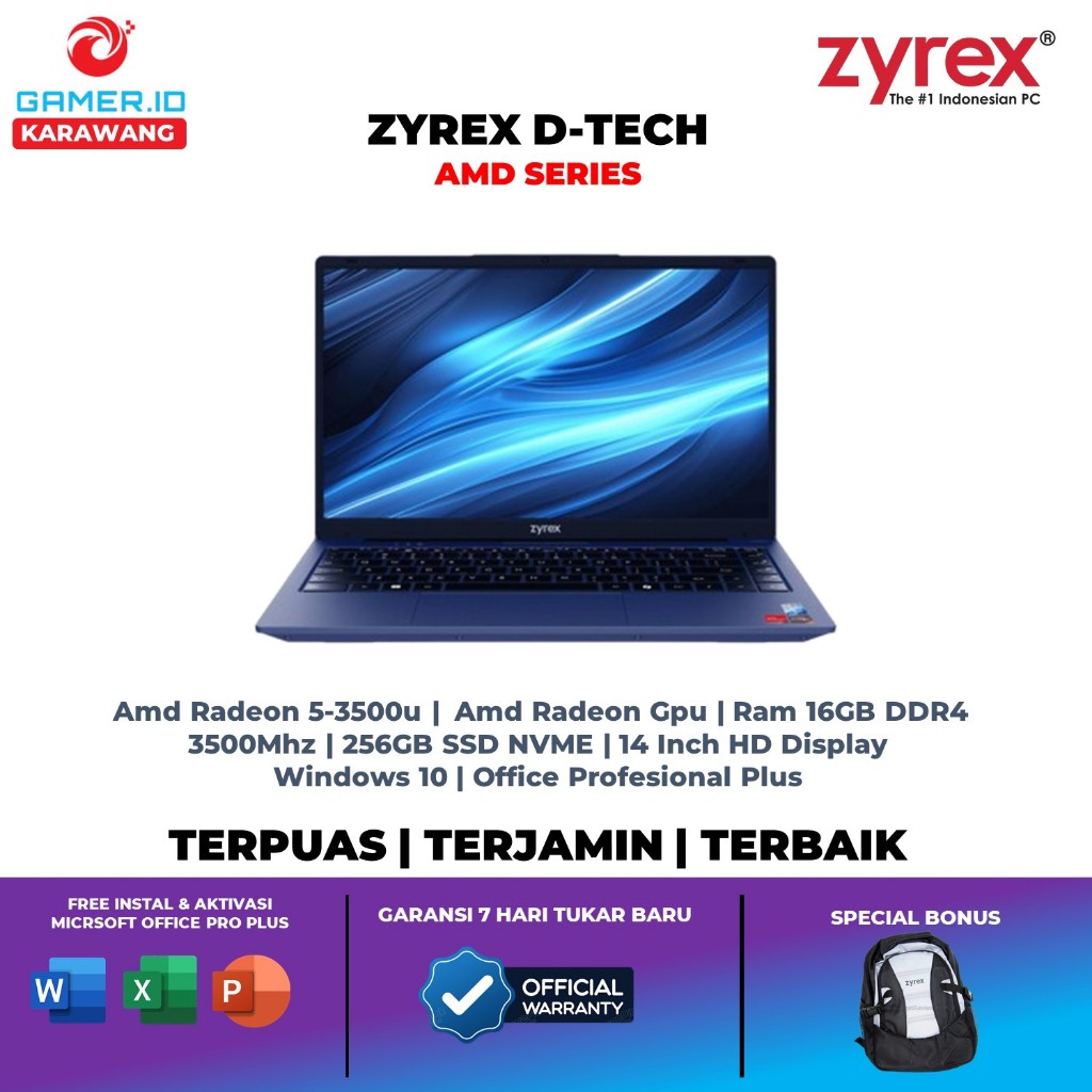 Jual Laptop Zyrex D-TECH Amd Ryzen 5 3500 Ram 16GB SSD 256GB Windows11 ...