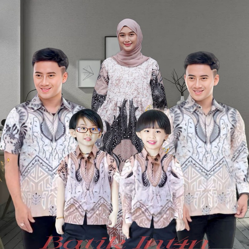 Jual Setelan Batik Keluarga Seragam Ayah Ibu Anak | Motif Dasy Coklat Bahan Polimikro Cocok Buat ...