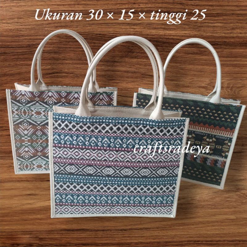 Jual TAS TOTE BAG wanita Cantik Motif Batik Songket / Tas Handbag ...