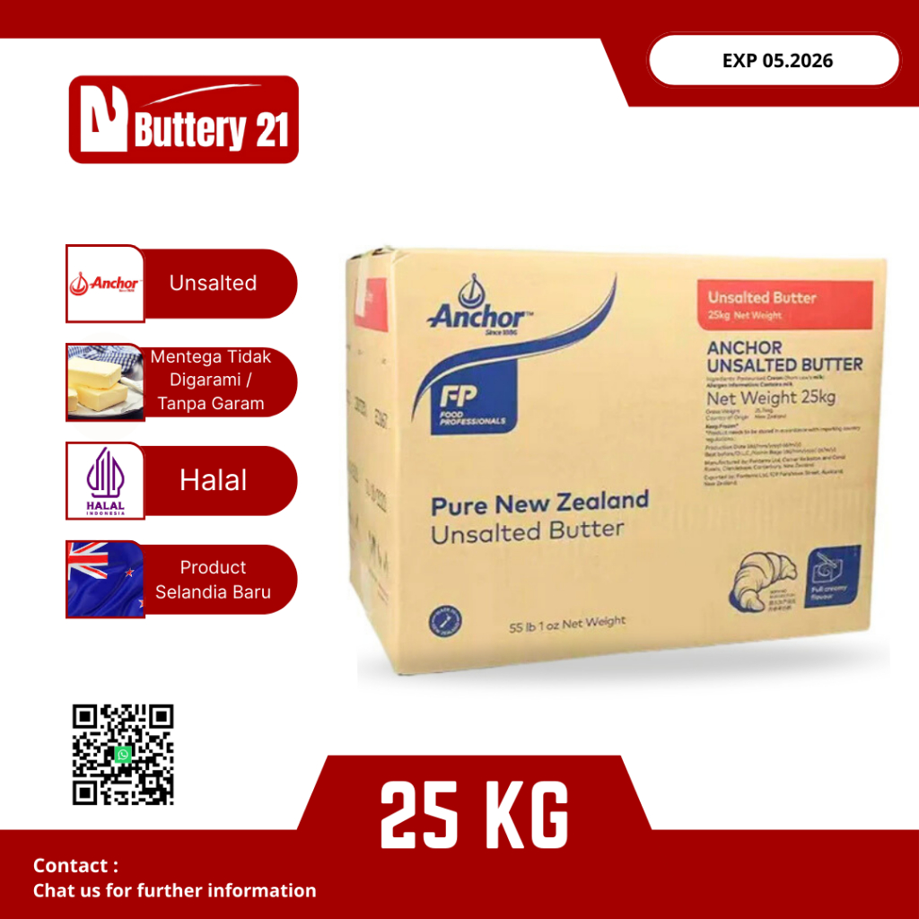 Jual ANCHOR UNSALTED BUTTER 25 KG/BUTTER UNSALTED 25 KG/ANCHOR BUTTER ...