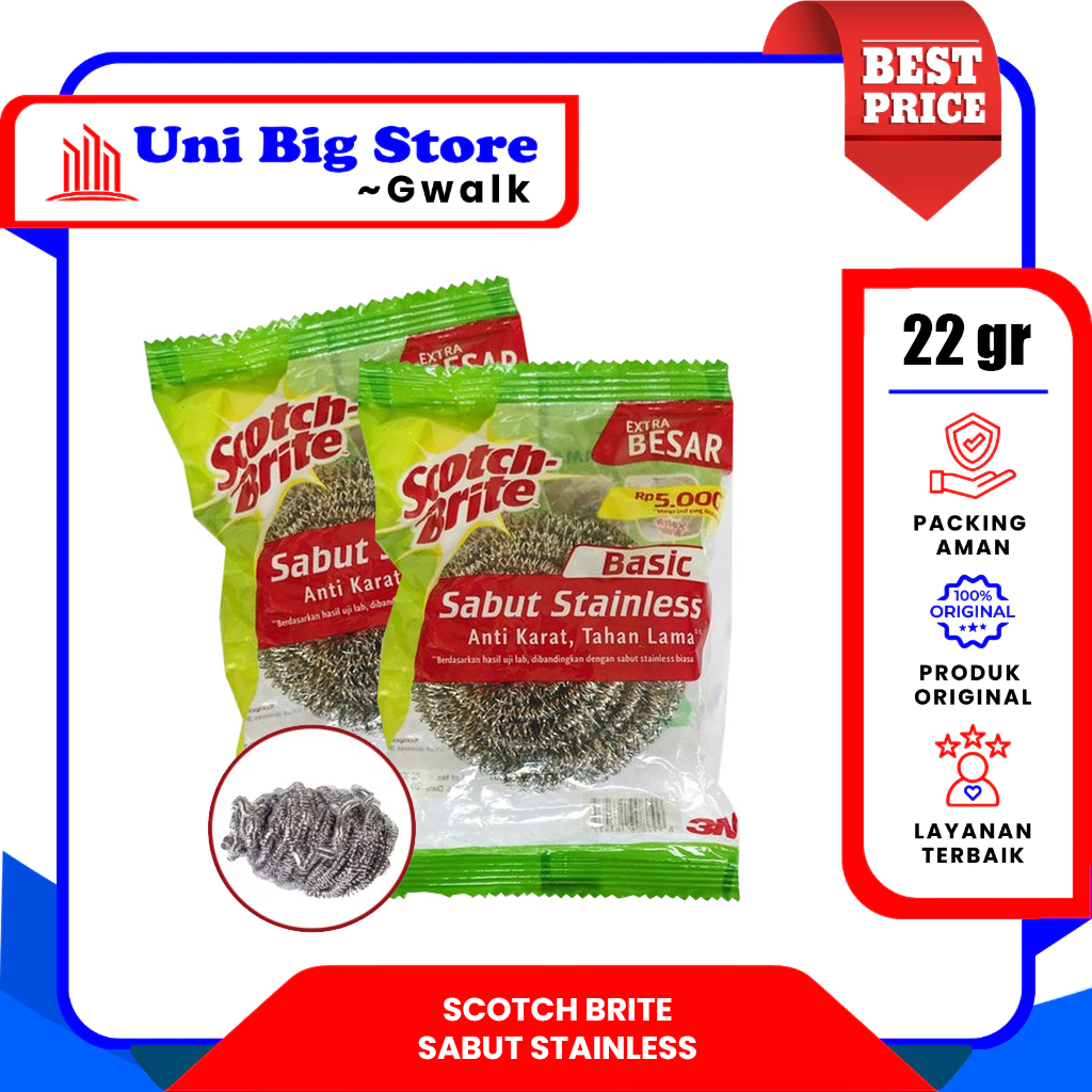 Jual SCOTCH BRITE SABUT STAINLESS 3M SABUT KAWAT CUCI PIRING BESAR - 22 ...