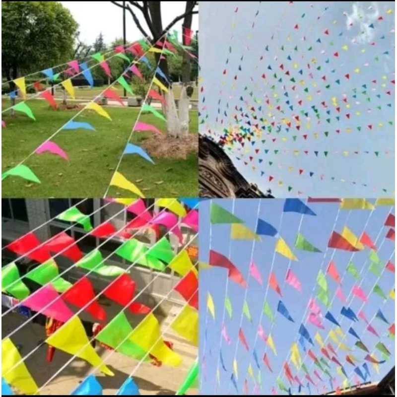 Jual BENDERA SEGITIGA / BENDERA BUNTING FLAG WARNA WARNI DEKORASI ACARA ...