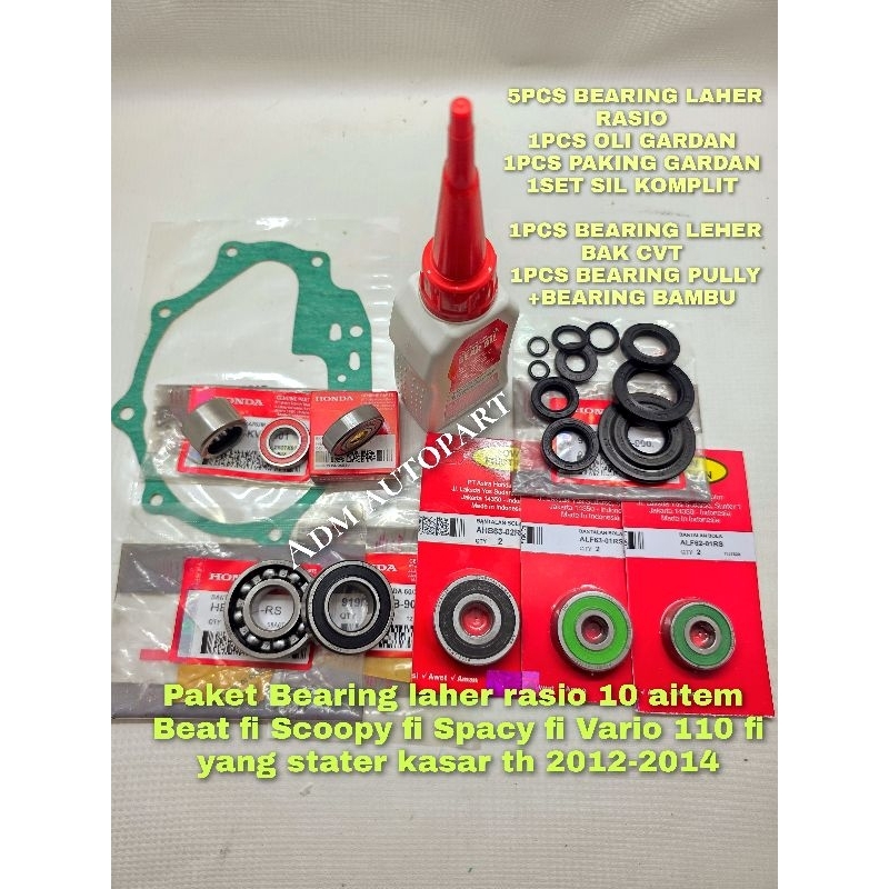 Jual Paket Bearing laher rasio 10 aitem KZL Beat fi Scoopy fi Spacy fi ...