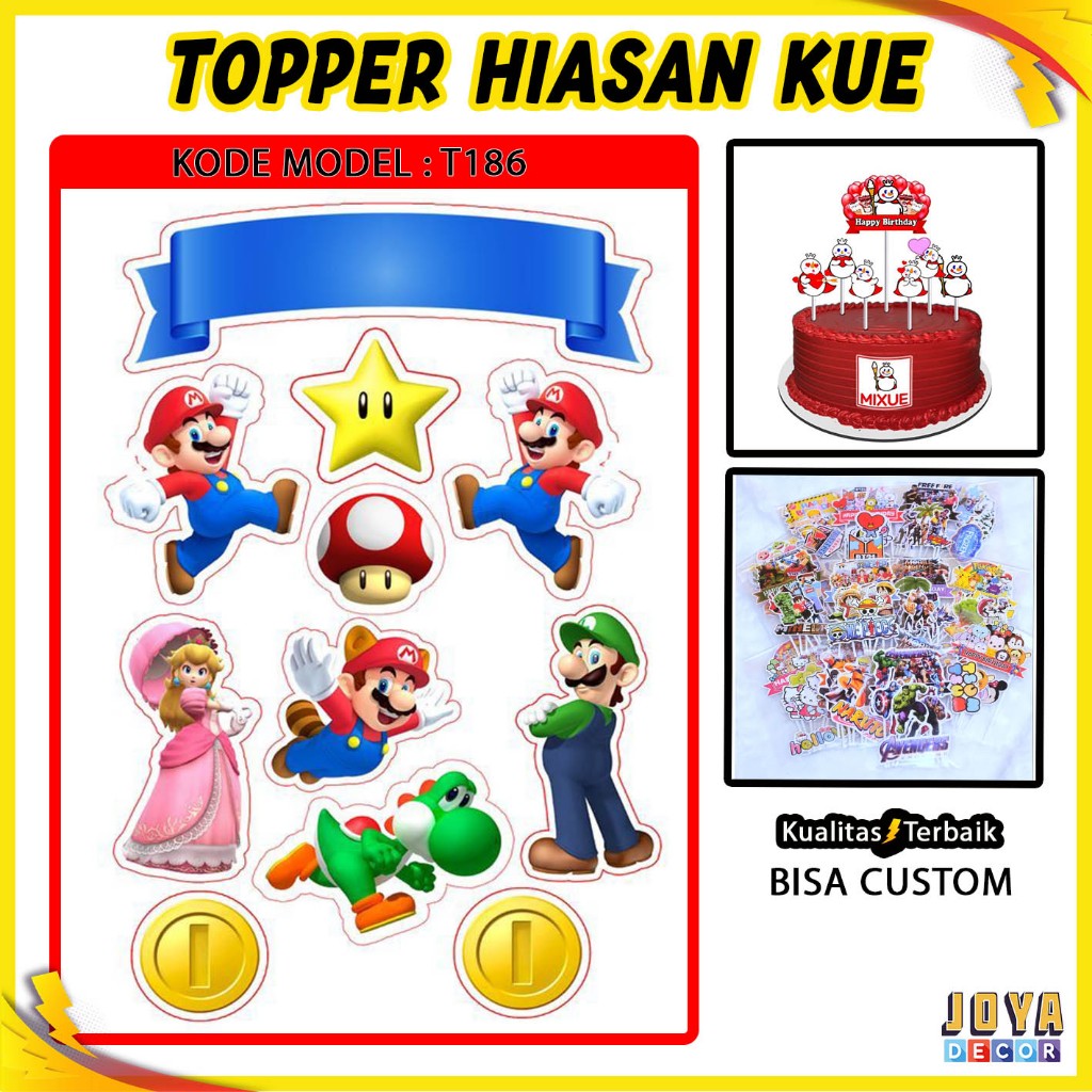 Jual TOPPER KUE KARAKTER SUPER MARIO , TOPPER CAKE SUPER MARIO , TOPER ...