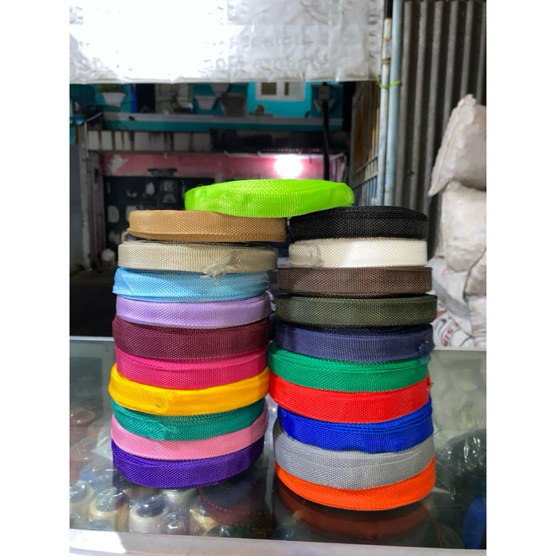 Jual tali bisban tali webbing plipit warna ukuran 2 cm panjang 27 meter ...