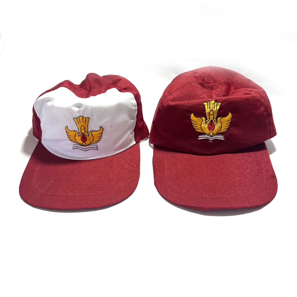 Jual Topi SD Sekolah Setingan Karet Warna Merah Putih dan Merah Polos ...