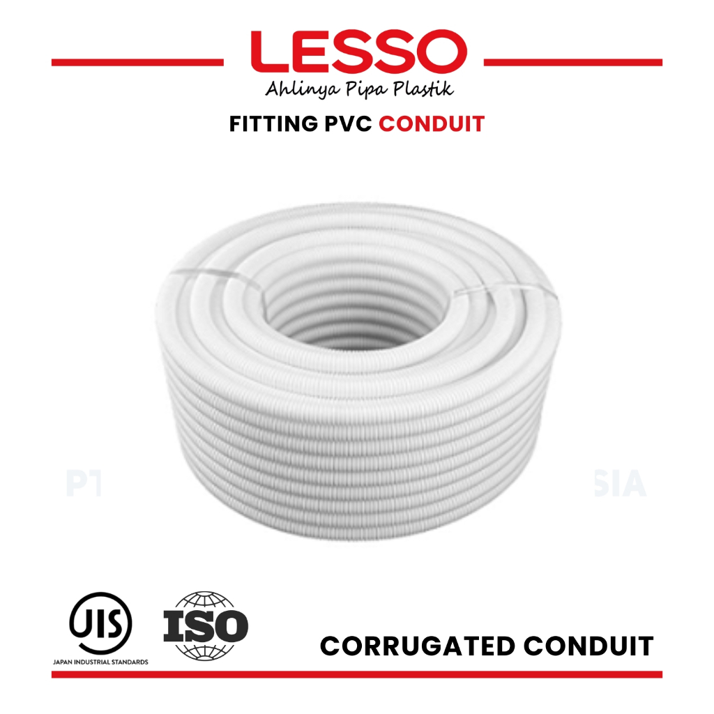 Jual Lesso Corrugated Conduit Pipa Flexible Pelindung Listrik 1/2 Inch / 20 mm 1 Roll / 50 Meter ...