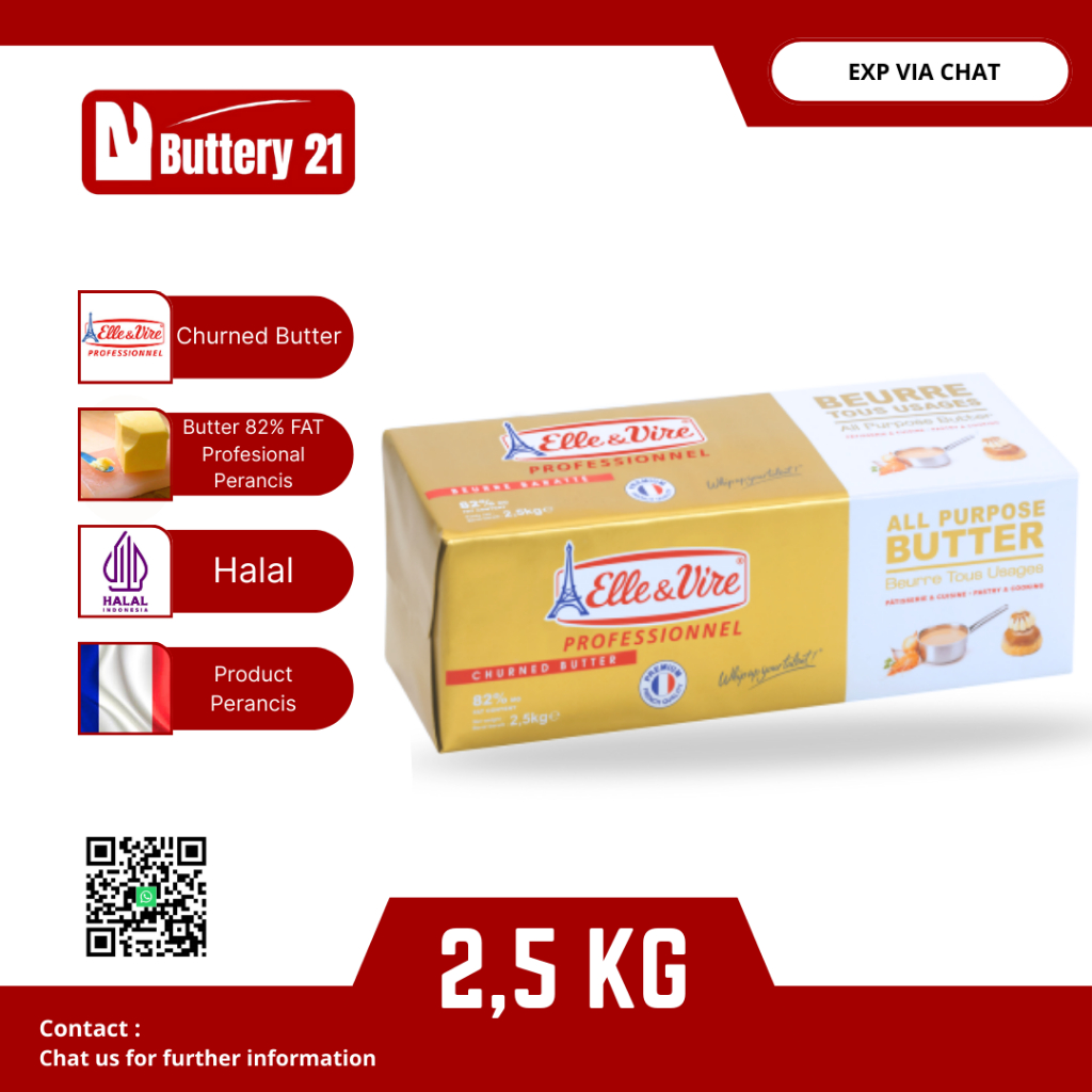 Jual ELLE & VIRE BUTTER UNSALTED 2,5 KG/CHURNED BUTTER 82% MG FAT ...