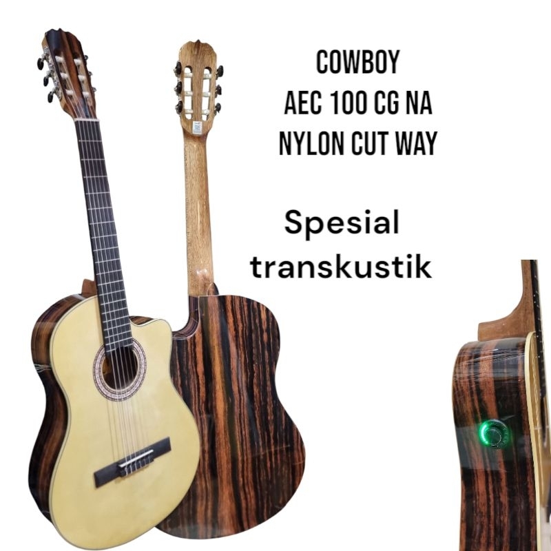 Jual gitar cowboy AEC 100 CG NA nylon cut way transkustik | Shopee ...