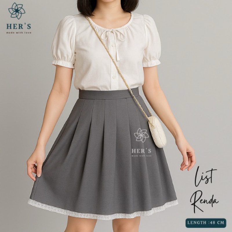 Jual Her's - Belle Lace Skrit - Rok Detail Renda - Rok Lipat Korea ...