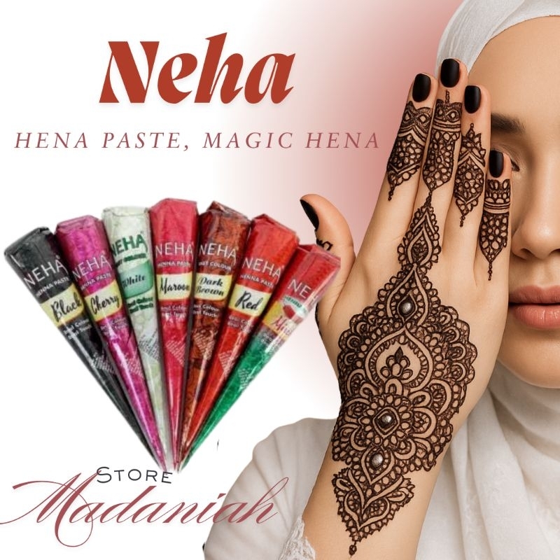 Jual Hena Henna Magic Neha BPOM maroon white hitam cerry halal ...
